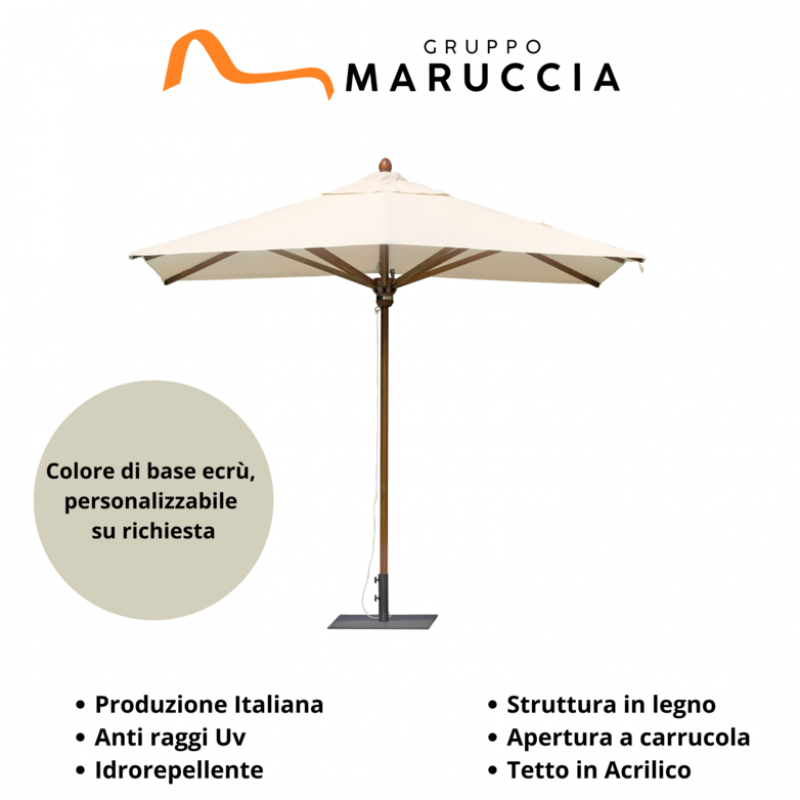 ---Ombrellone bar e giardino professionale 3x2 m palo centrale in legno ...