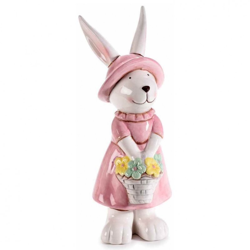 ---Conigli Pasquali in ceramica colorata fatti a mano idea regalo 2 pezzi